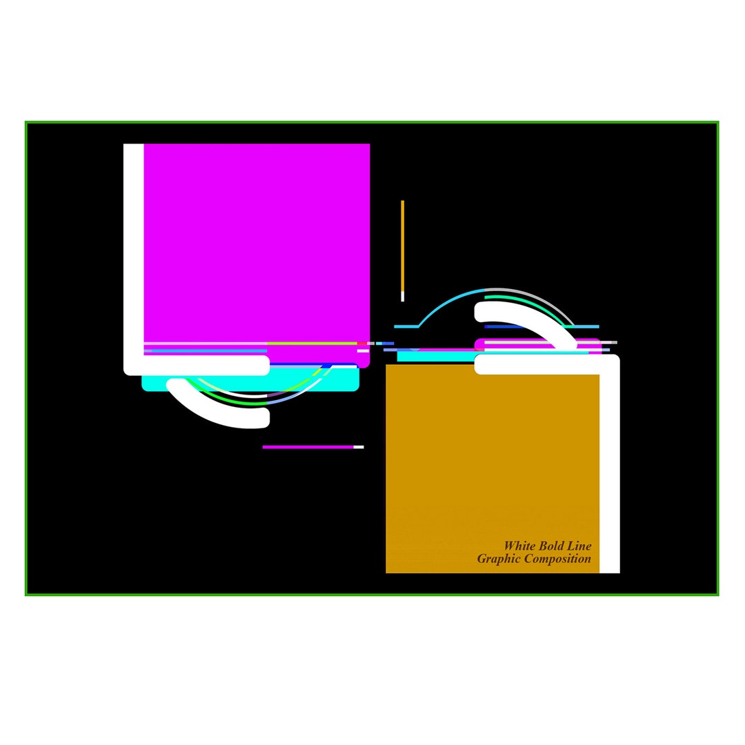 White Bold Line Graphic Composition - Digital Illustration JPEG Image ...