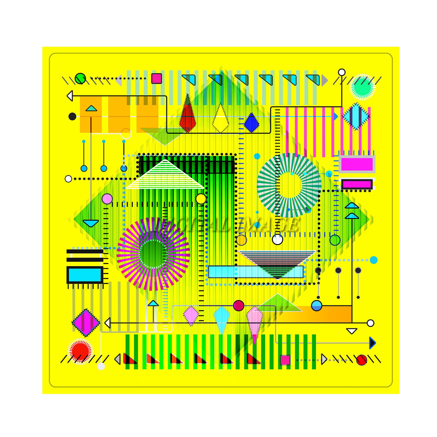 City Map_yellow Background - Digital Illustration JPEG Image Instant ...