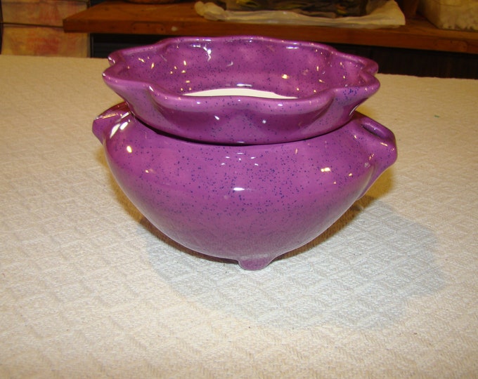 African Violet Pot, Planter, Self Watering, Ceramic, Black, Blue ...