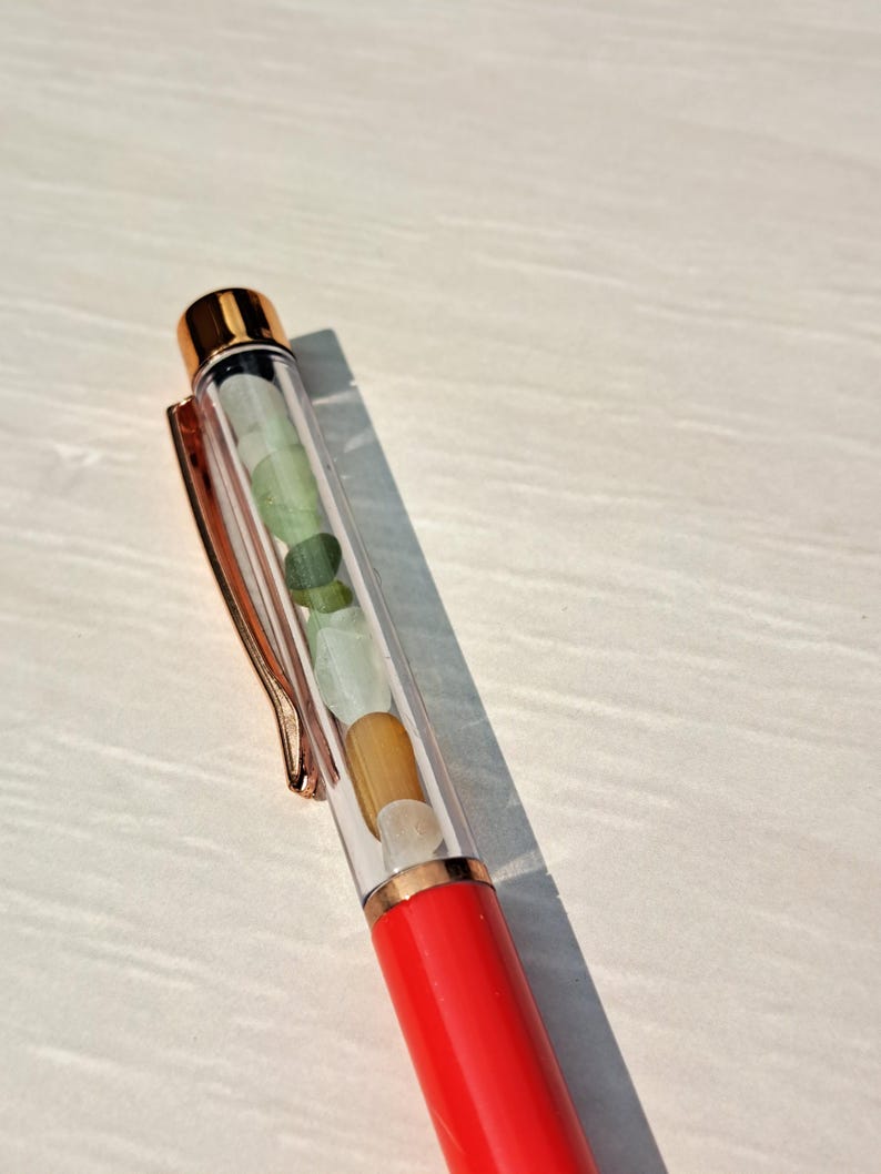 Genuine Sea Glass Pen - Red Pen Body With Black Ink - Etsy