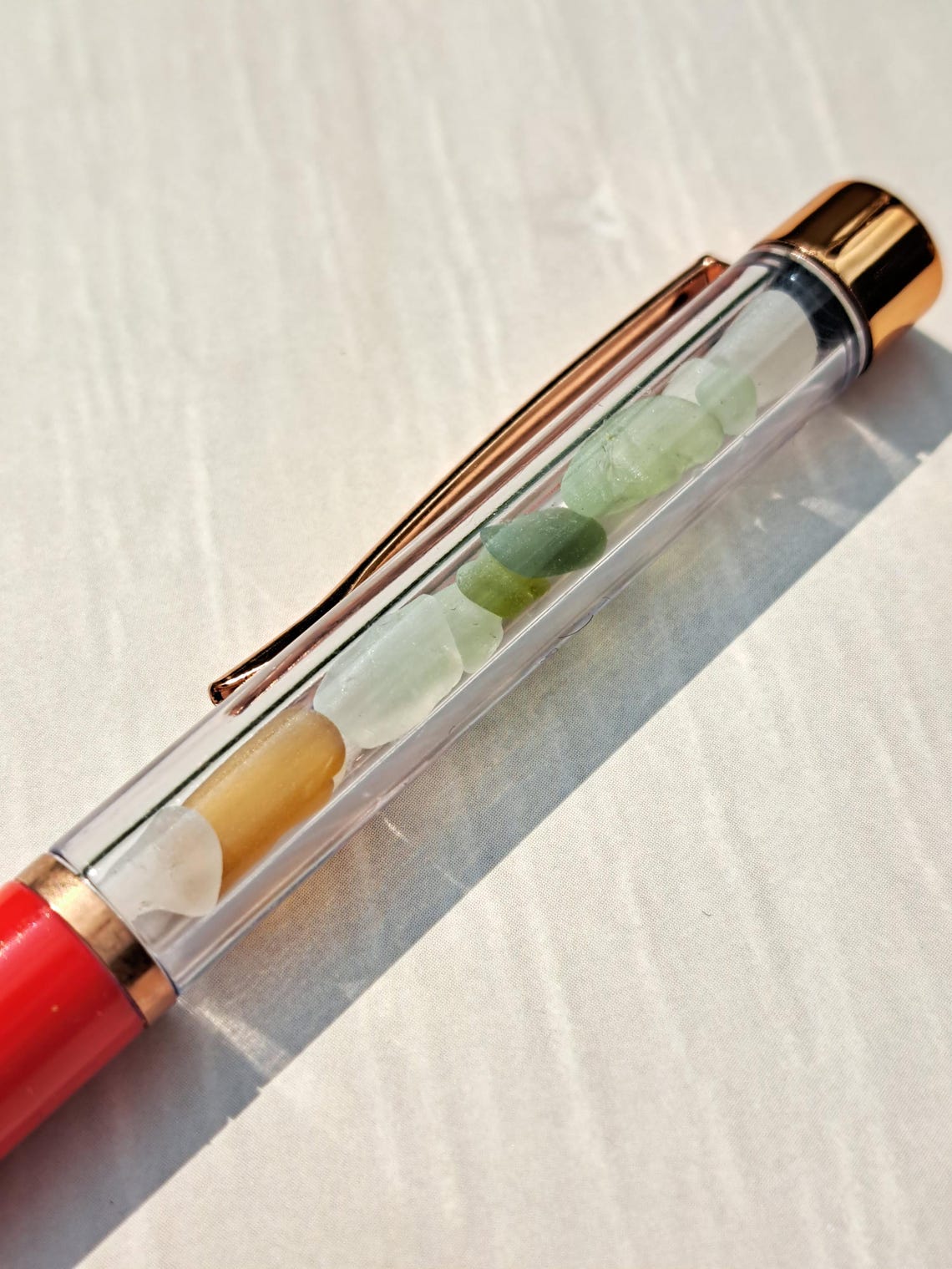 Genuine Sea Glass Pen - Red Pen Body With Black Ink - Etsy