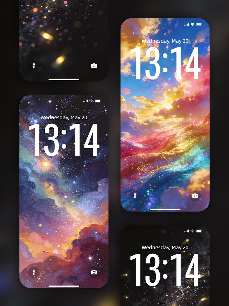 Vibrant Nebula Phone Wallpaper Set | Colorful Cosmic Ios Lock Screen ...