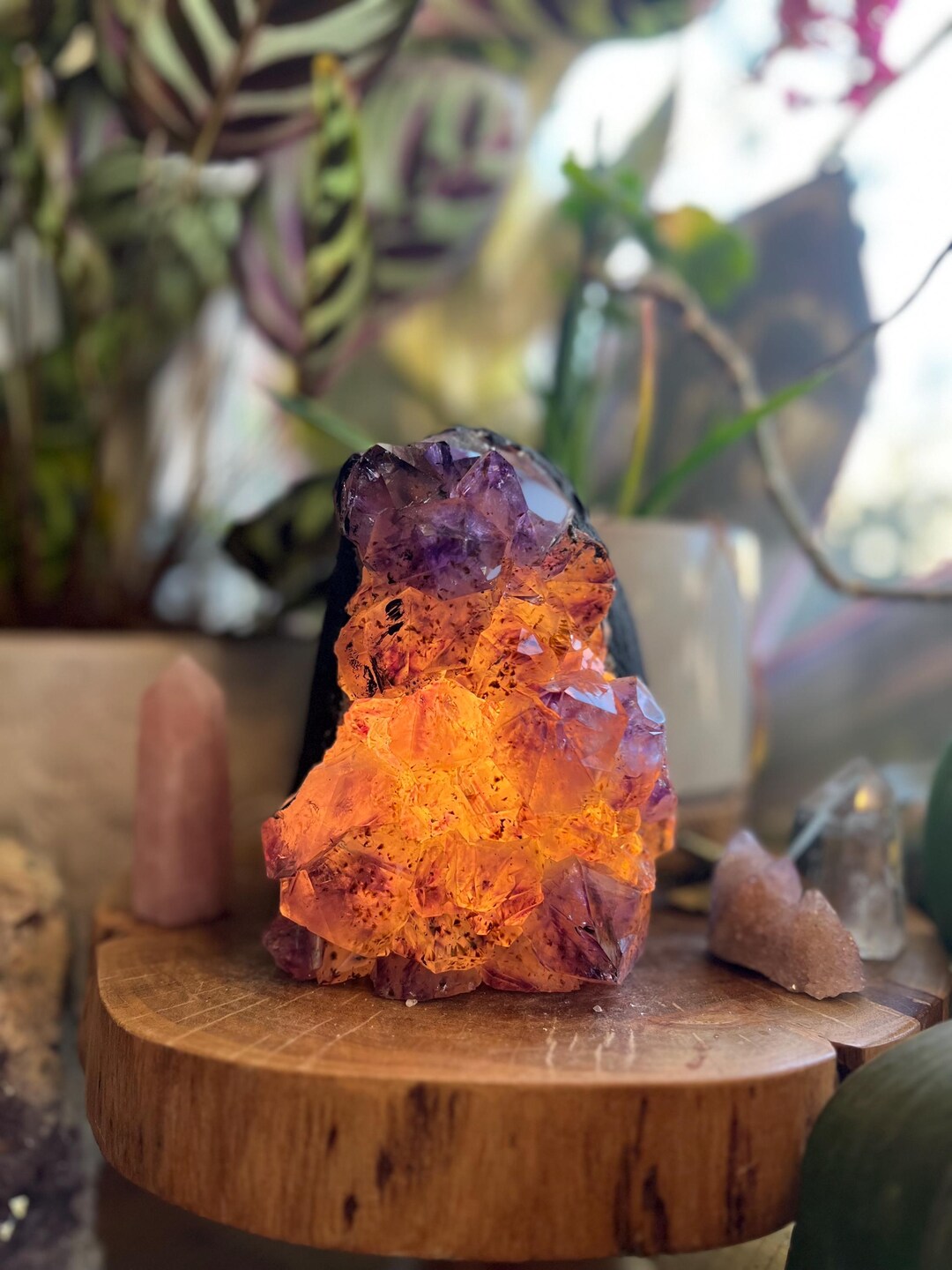 Amethyst Cluster Lamp: Natural Untreated Crystal, Bulb & Cord Included ...