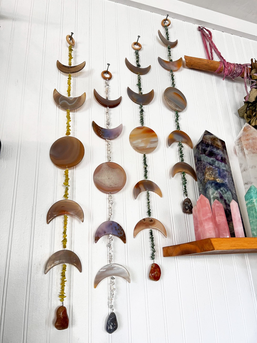 Natural/ Tan AGATE MOON PHASE Wall Hanging - Etsy