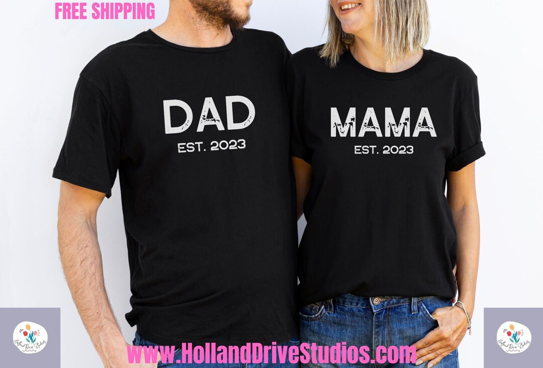 Mama Established 2023 Shirt, New Dad Shirt, Gift for New Mom, Pregnancy ...