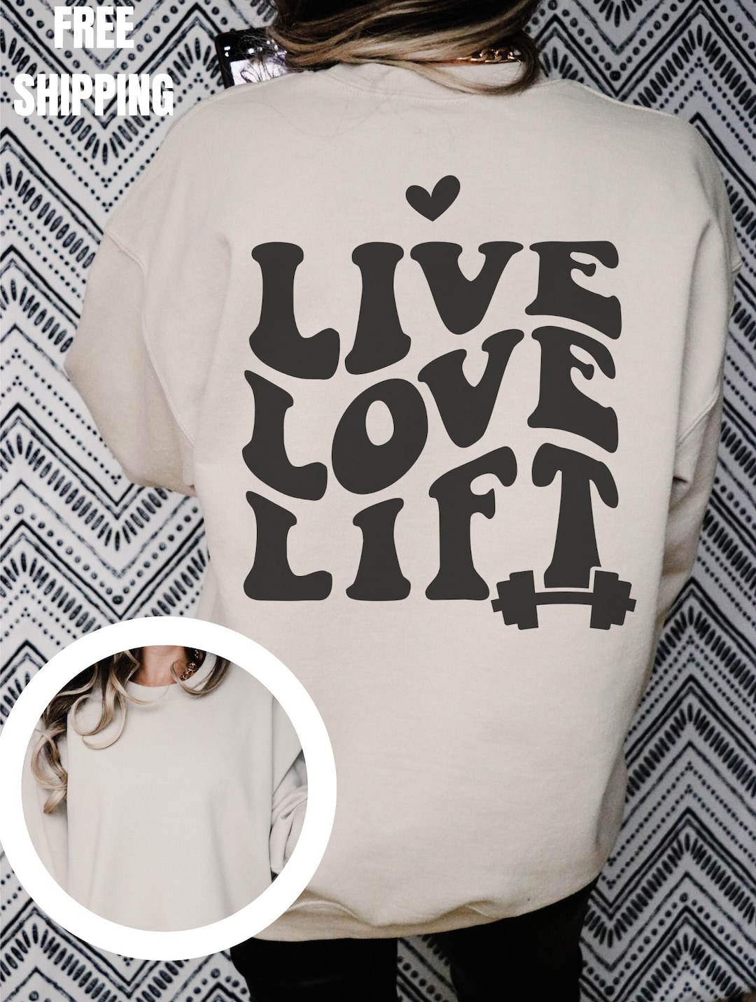 Live Love Lift Heavy Sweatshirt Workout Apparel Pretty Girls Lift Heavy ...
