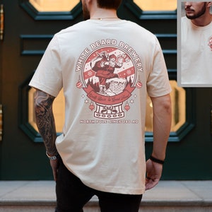 Retro Christmas Comfort Colors Mens Beer Shirt Holiday Beard Tshirt ...