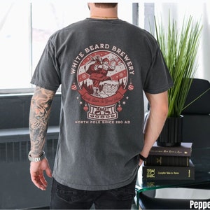 Retro Christmas Comfort Colors Mens Beer Shirt Holiday Beard Tshirt ...