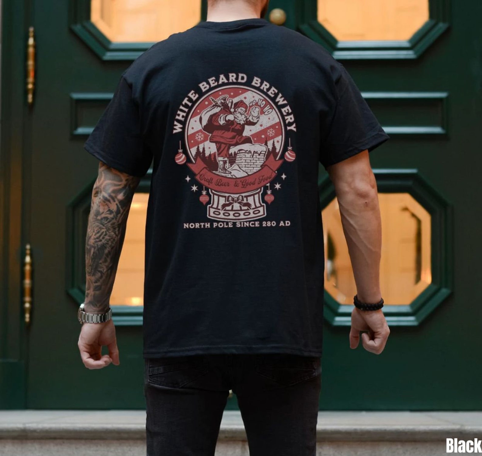 Retro Christmas Comfort Colors Mens Beer Shirt Holiday Beard Tshirt ...