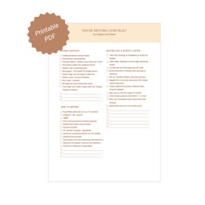 UK Moving House Checklist | Printable PDF | Moving Day Planner | First ...