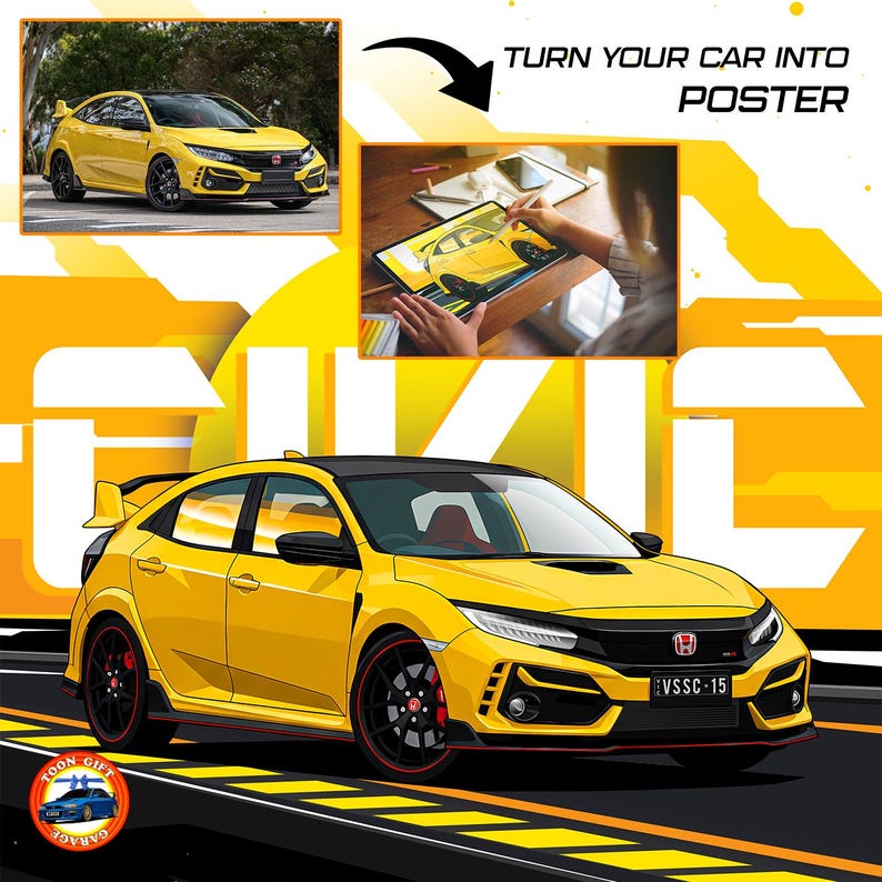 Custom Car Poster Design From Photo, Personalized Vehicle Portrait ...