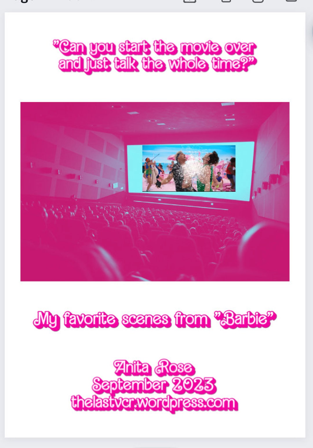 Zine - My Favorite Scenes From “barbie” - Etsy