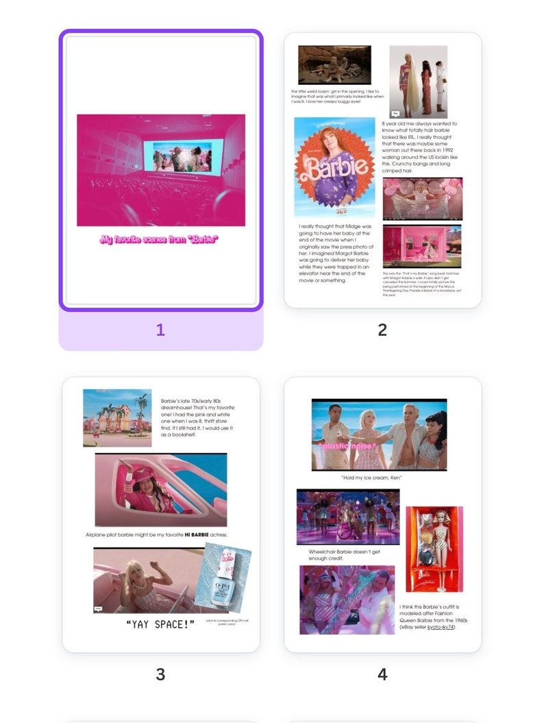 Zine - My Favorite Scenes From “barbie” - Etsy
