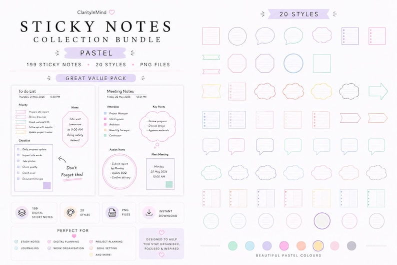 Digital Sticky Notes for Goodnotes | Neutral Colors Planner Stickers ...