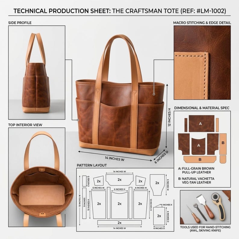Canvas Tote Bag Sewing Pattern | Everyday Shoulder Bag With Pockets ...