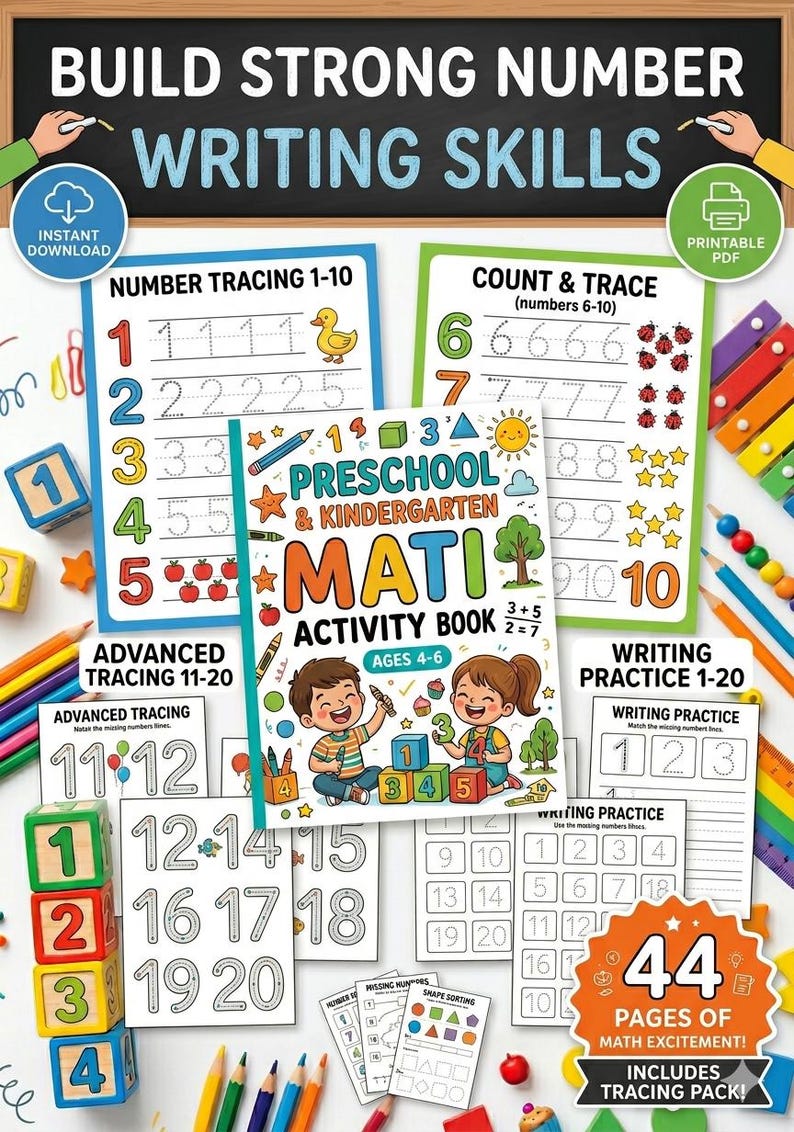 Counting & Number Match Worksheets | Montessori Preschool Activity ...