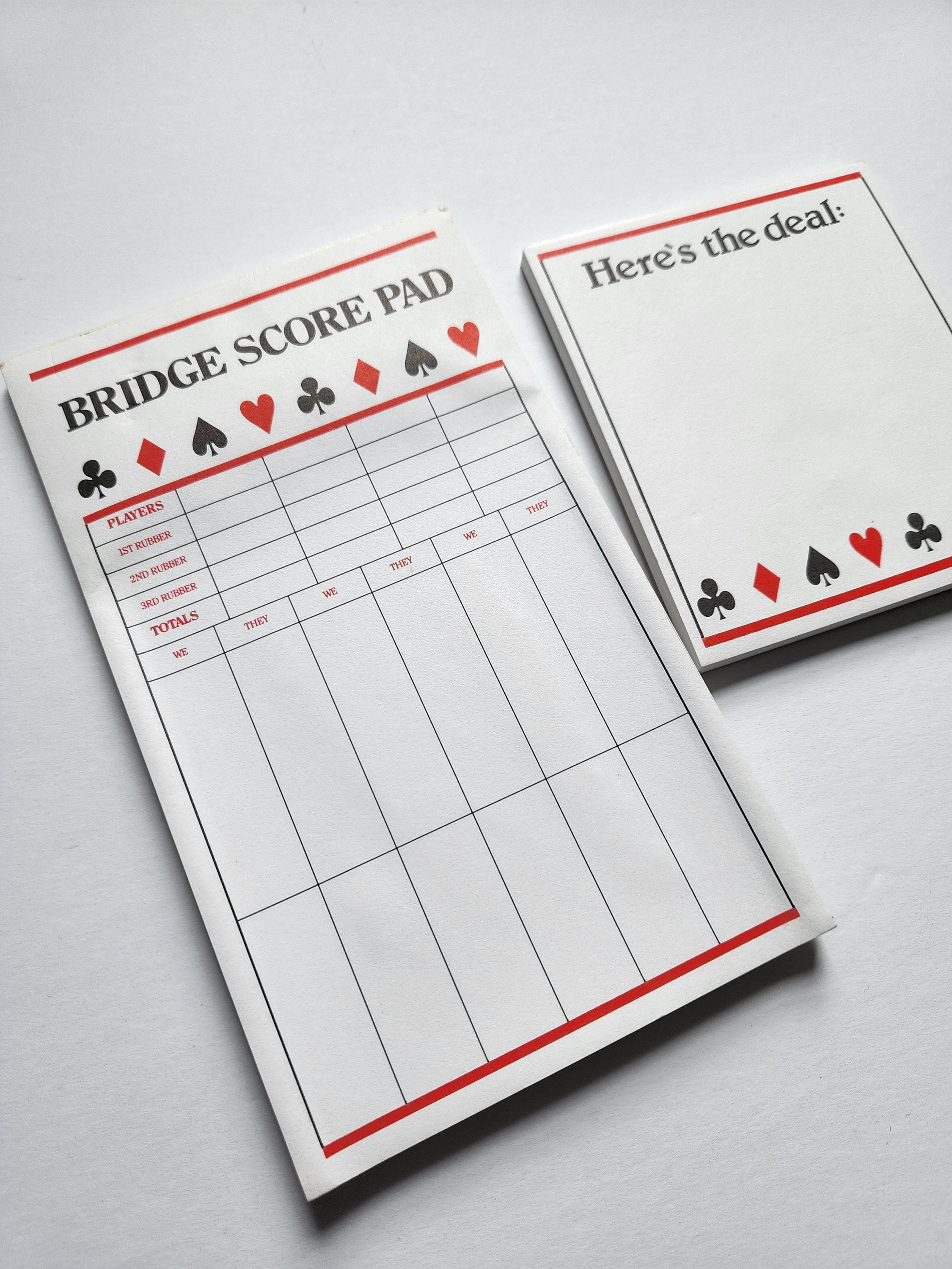 Vintage Bridge Score Pads Gift for Card Players Bridge Notepads Card ...