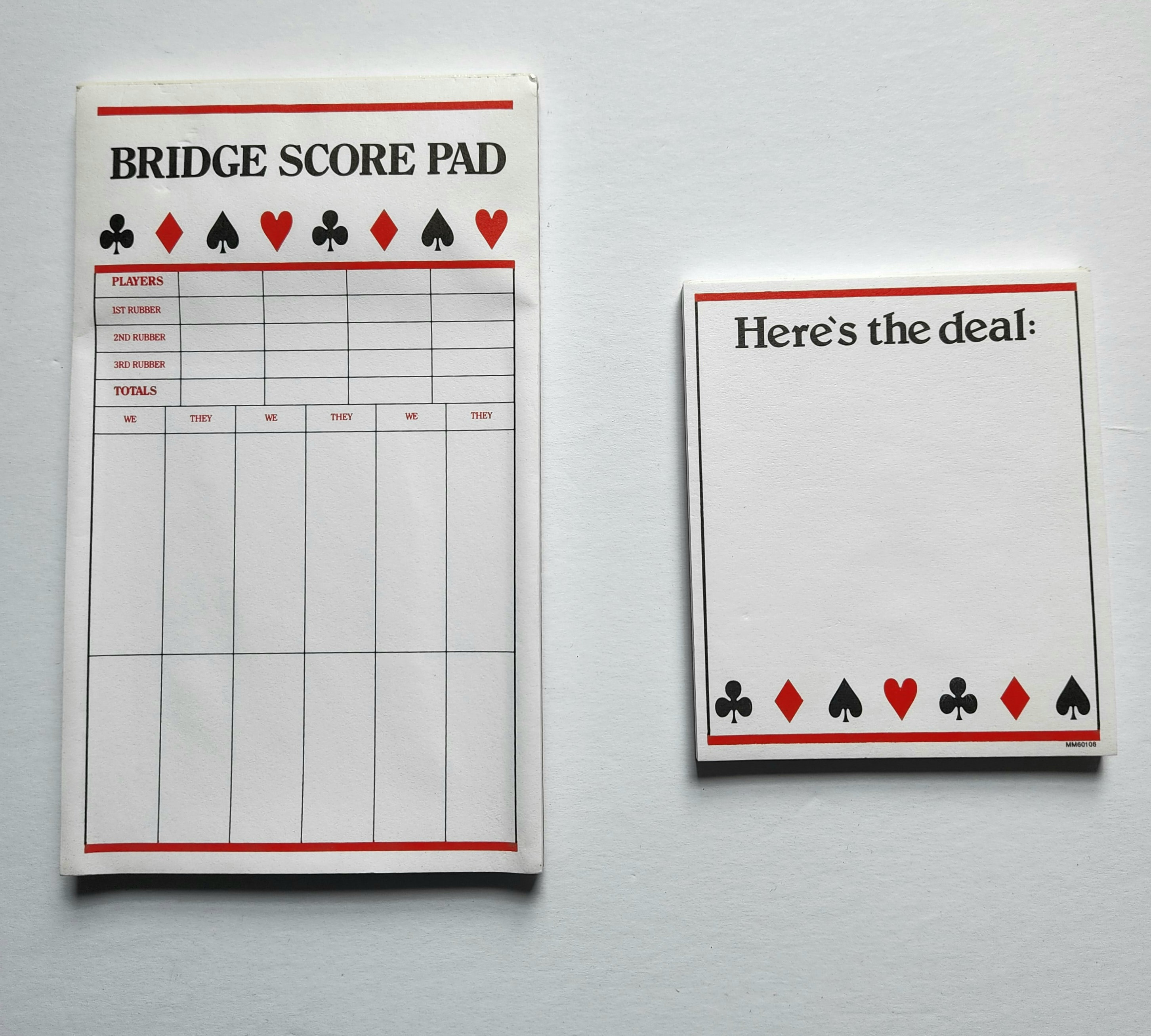 Vintage Bridge Score Pads Gift for Card Players Bridge Notepads Card ...