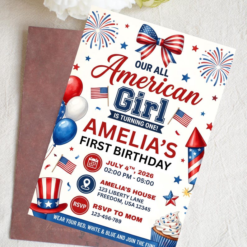 America 250th Anniversary Invitation Template, USA Patriotic, 4th of ...