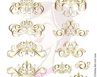 Gold Swirl Clipart | Etsy