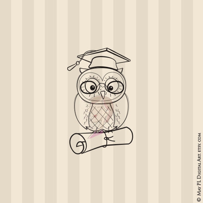 Graduation Owl Clipart Cute Owls Teacher Clip Art Digital - Etsy