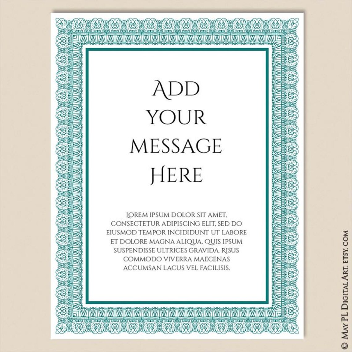 TEAL Certificate Border Frames Clipart 8x11 and A4 - Make Your Own ...