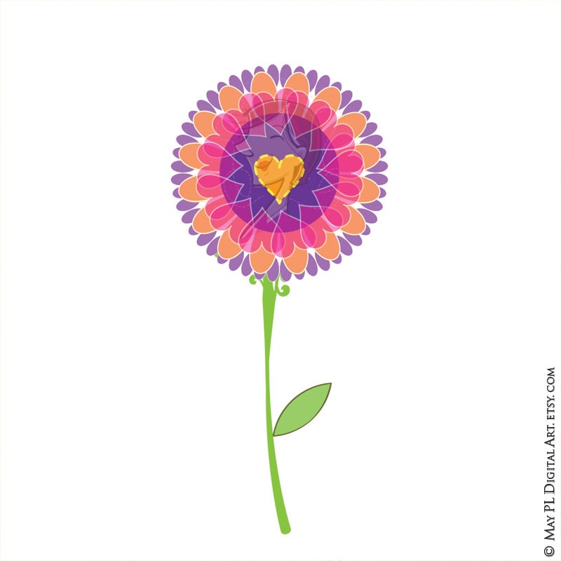 Spring Flowers Clip Art - Digital Florals Graphic to Make Birthday or ...
