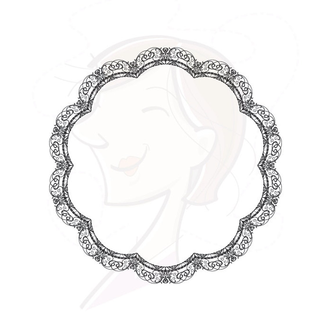 Doily Lace Clipart Doyley Border Round Frame Doilies Digital - Etsy