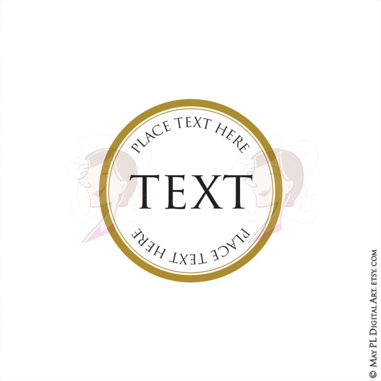 Vine Monogram Frame Png Antique Gold Vintage Rose Circle - Etsy