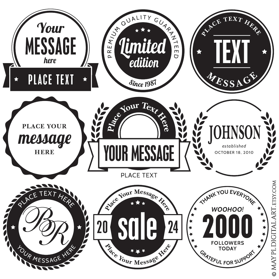 Modern Black Logo, Circular Badges With Banner Clip Art - Vintage ...