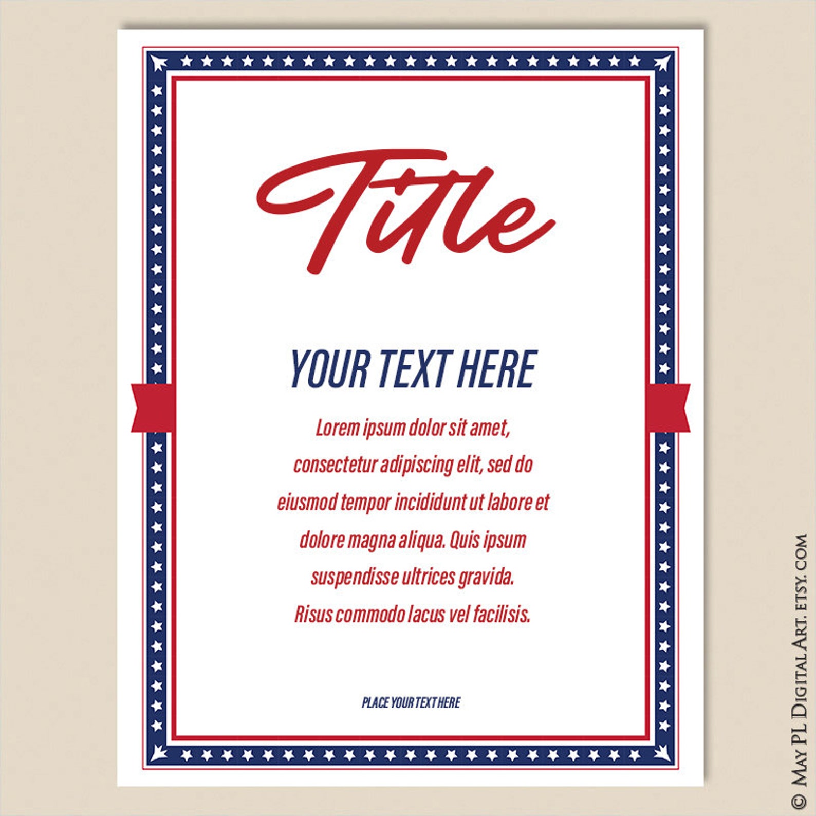 Blue Red Fourth of July Digital Frames Clipart, Independence Day 8x11 ...