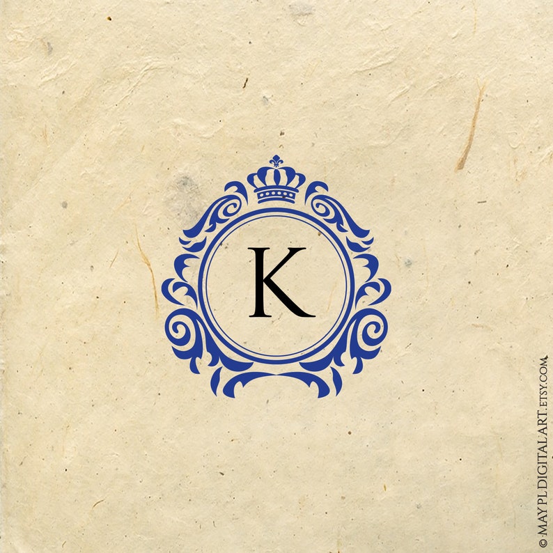 Logo Monogram Circle Oval Digital Frame Royal Blue Retro - Etsy