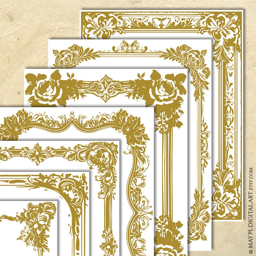 Bold Page Border Frames Gold Clipart - Vintage Victorian Certificate ...