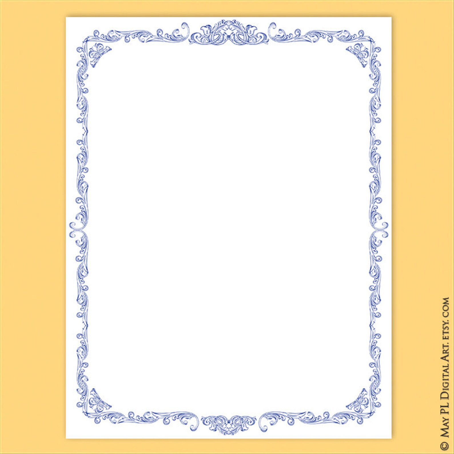 Gift Certificate Blue Wedding Borders Frames Clipart Vintage - Etsy