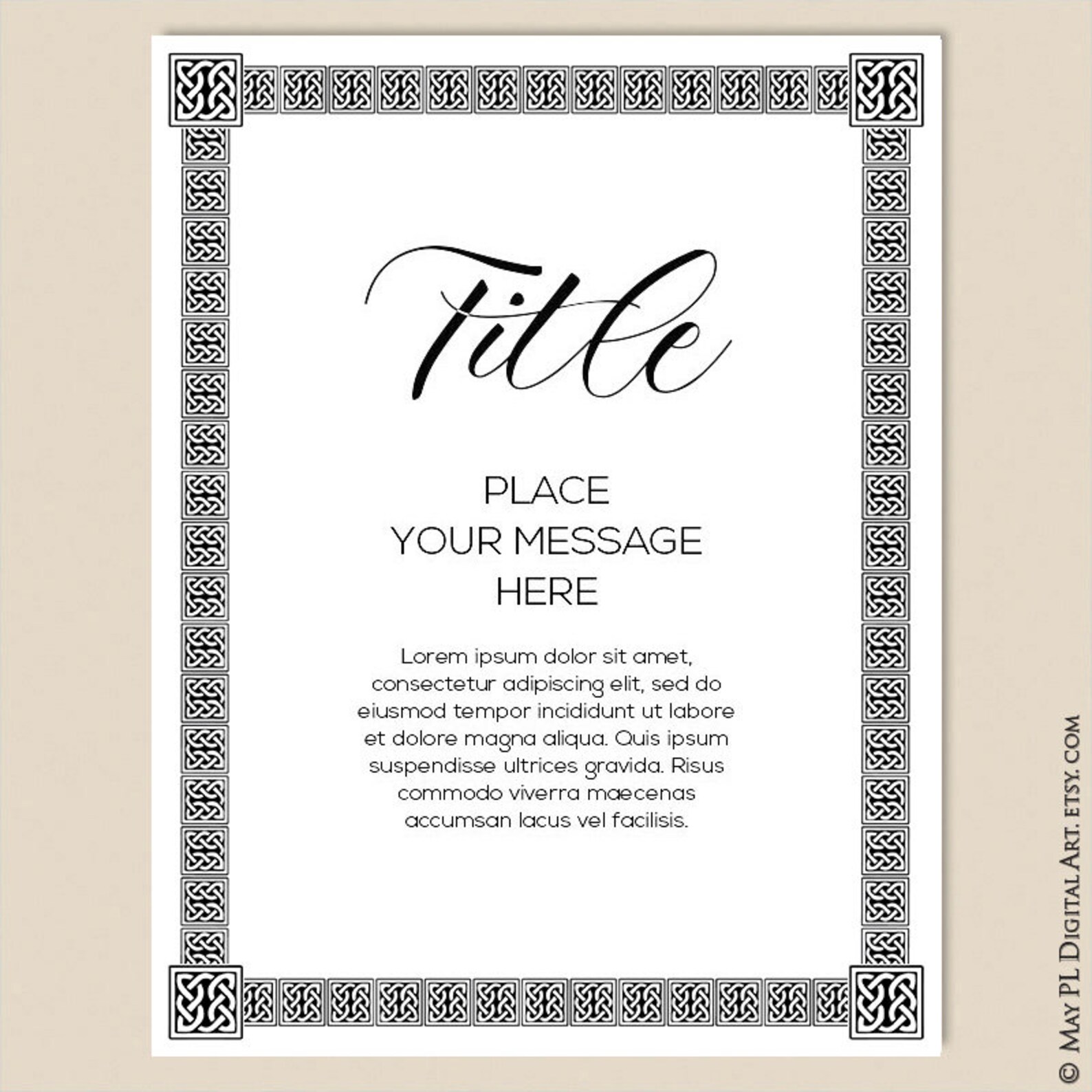 Celtic Knot Black Borders Certificate Digital Frames High - Etsy