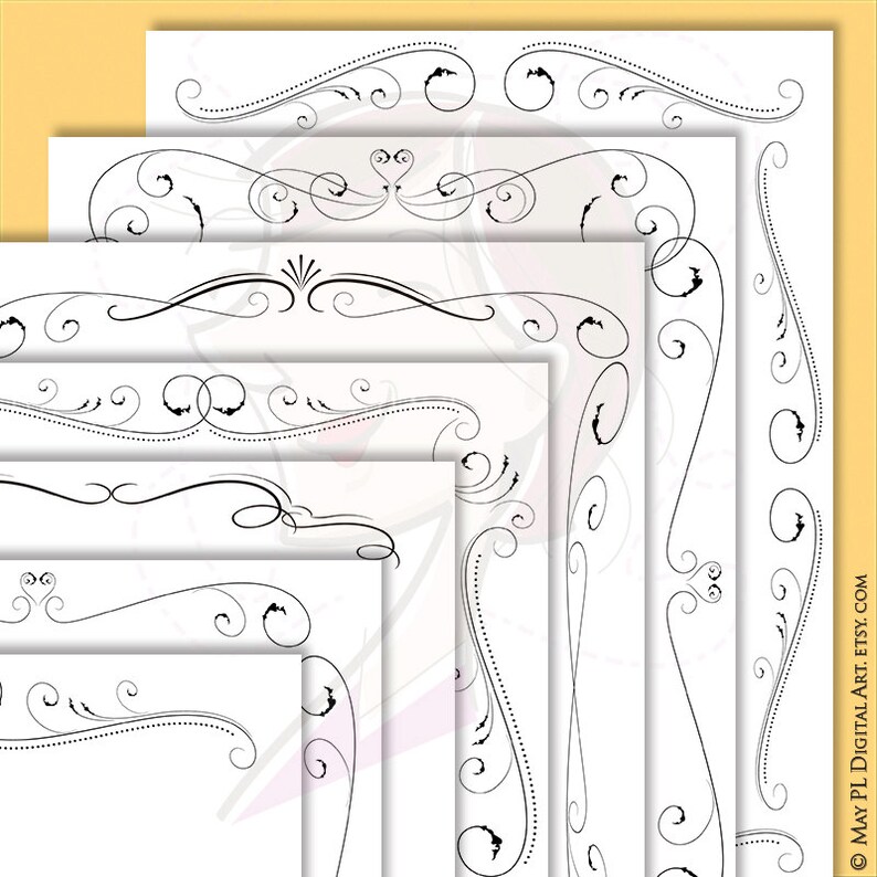 Swirl Flourish Page Border Certificate Frames Retro Borders - Etsy