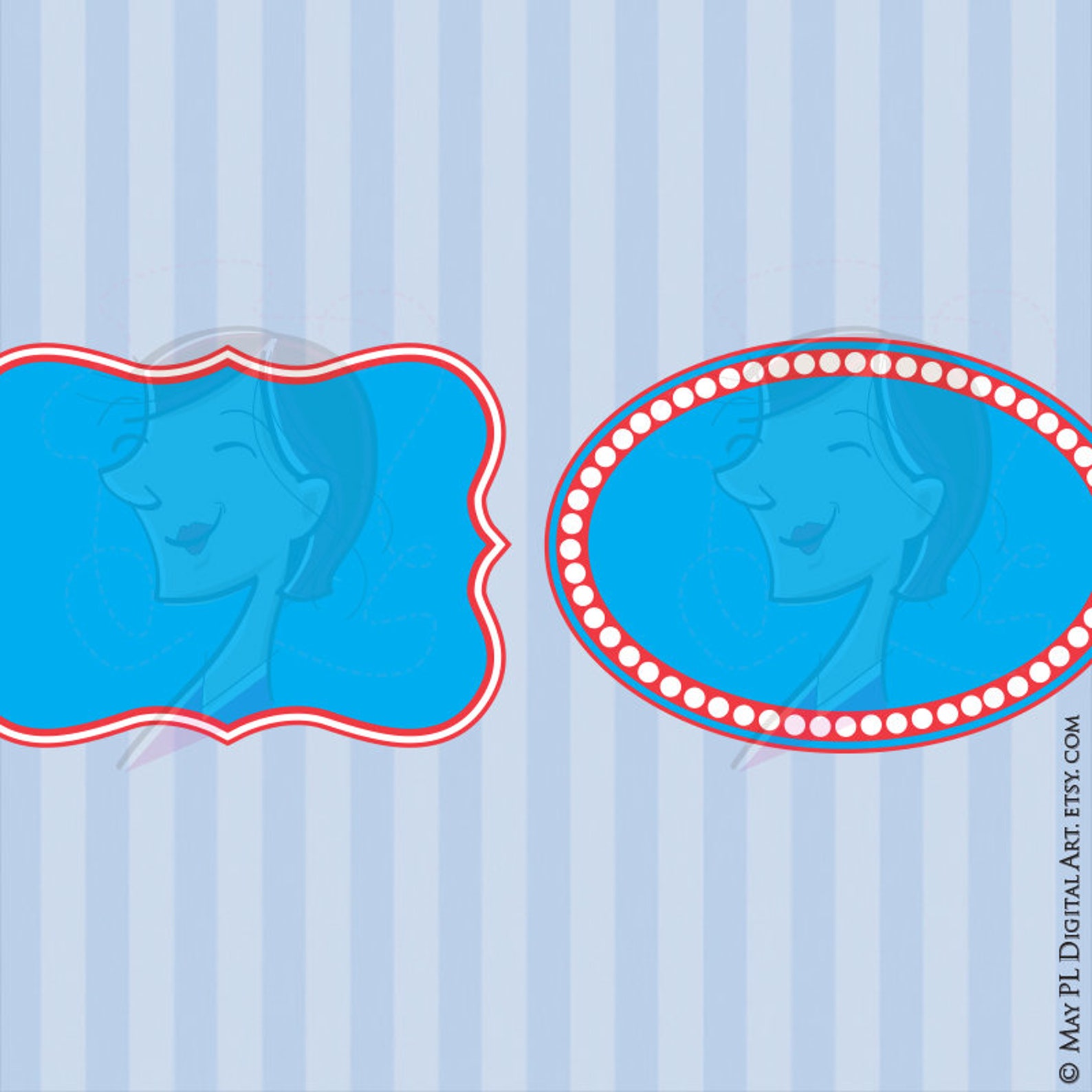 Red Blue Digital Frames Clipart Commercial Use Teacher Craft | Etsy