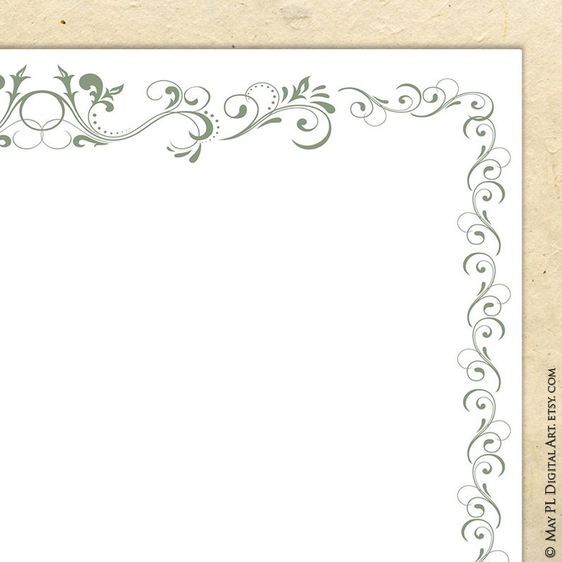 Sage Green Antique Frames Page Borders Clipart 8x11 Vintage - Etsy