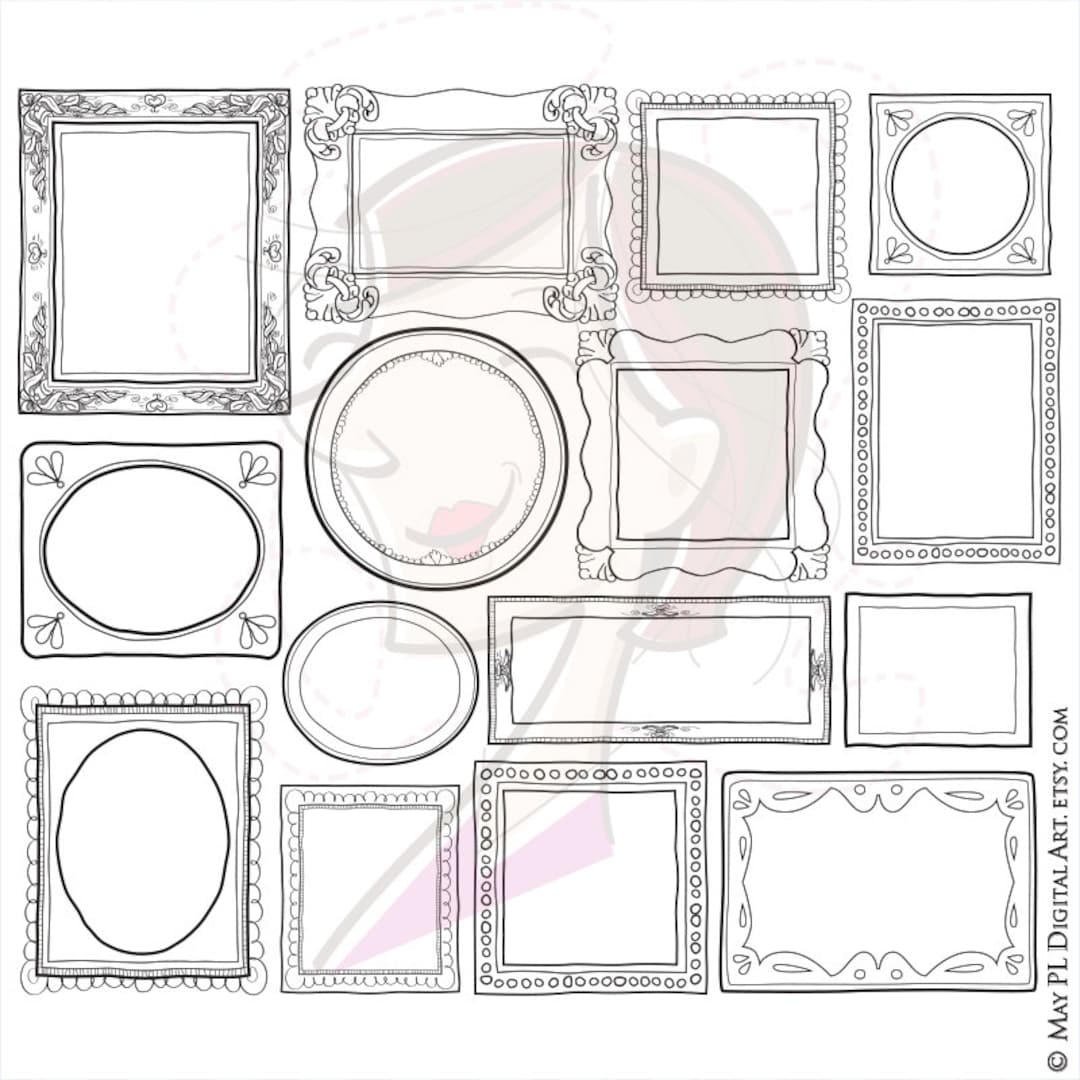 Doodle Frame Border - Cute Handdrawn Doodles Clipart of Picture Frames ...