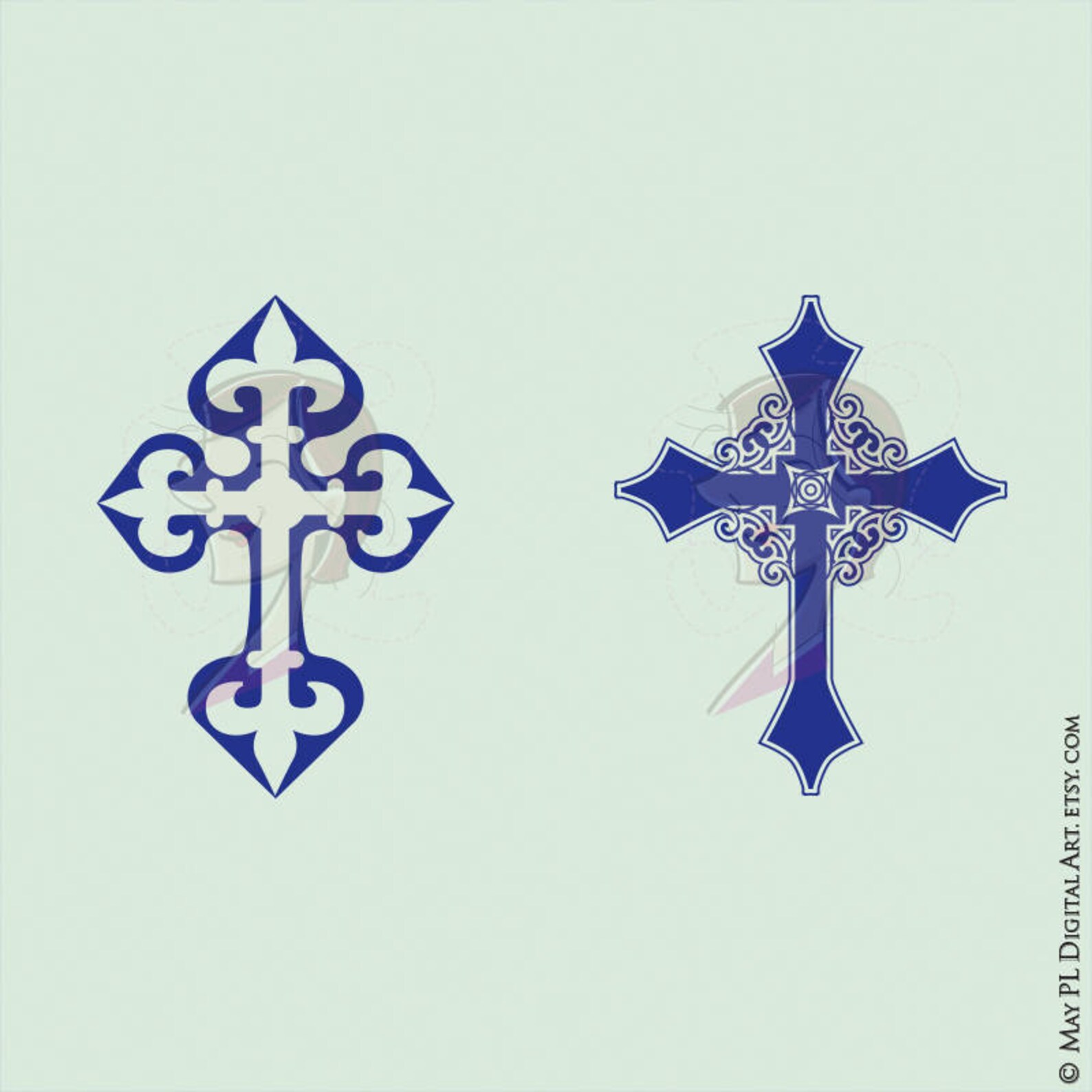 Cross Clip Art Navy Blue Decorative Crosses Christian Clipart Orthodox ...