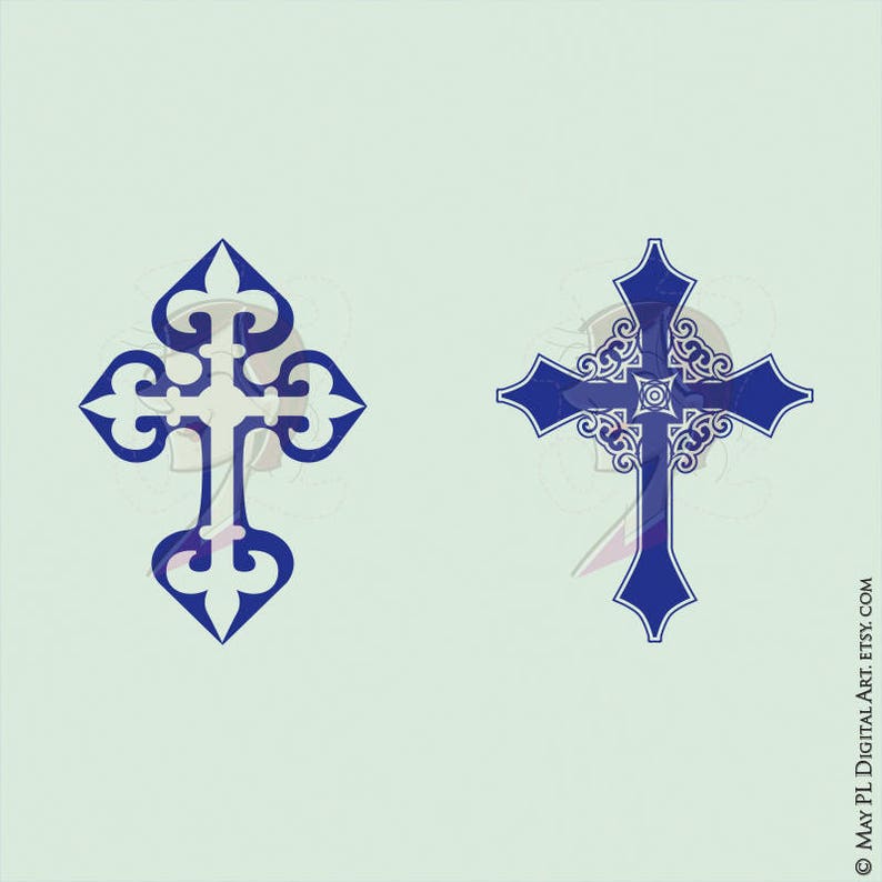 Cross Clip Art Navy Blue Decorative Crosses Christian Clipart Orthodox ...