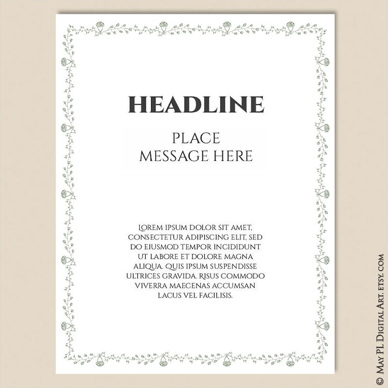 Sage Green Borders Digital Clipart Wildflowers Leaves - Etsy