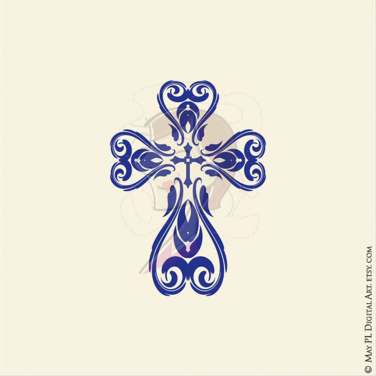 Cross Clip Art Navy Blue Decorative Crosses Christian Clipart Orthodox ...