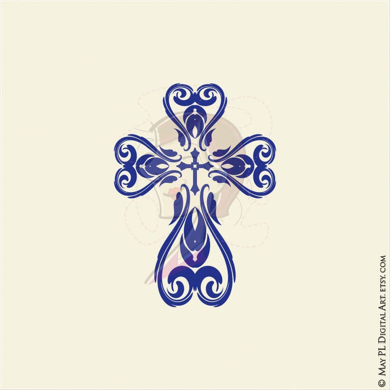 Cross Clip Art Navy Blue Decorative Crosses Christian Clipart Orthodox ...