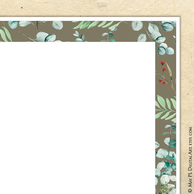 Spring Summer Page Borders, Flowers and Leaves Pattern Clip Art - DIY ...
