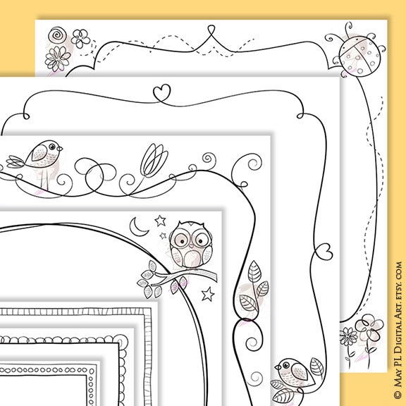 Scrapbook Pages Borders 12x12 also for Cardmaking Whimsical | Etsy