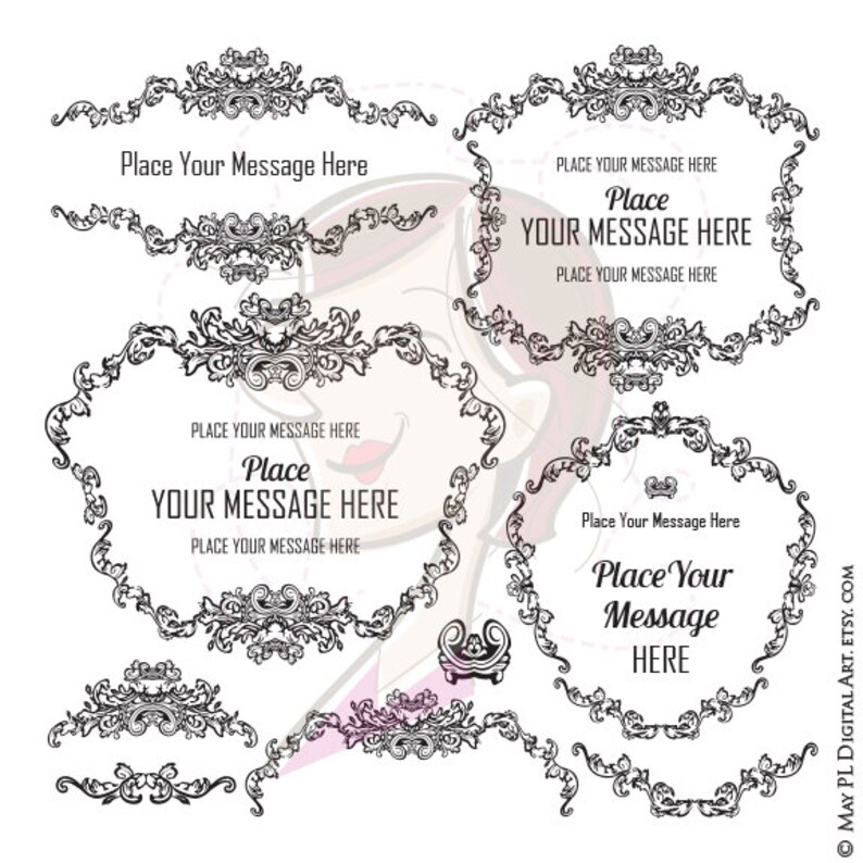 French Provincial Frame Borders Decorative Elegant Wreath - Etsy