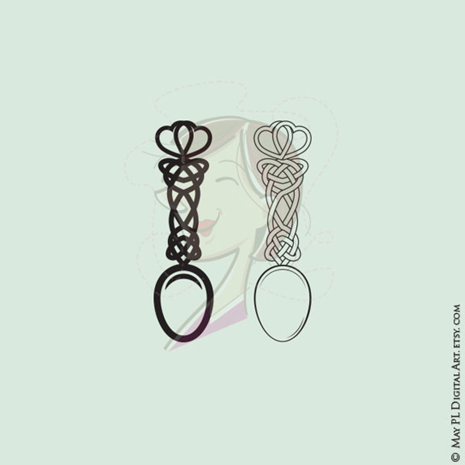 Welsh Love Spoon Love Heart Clipart Digi Stamps Digistamps | Etsy