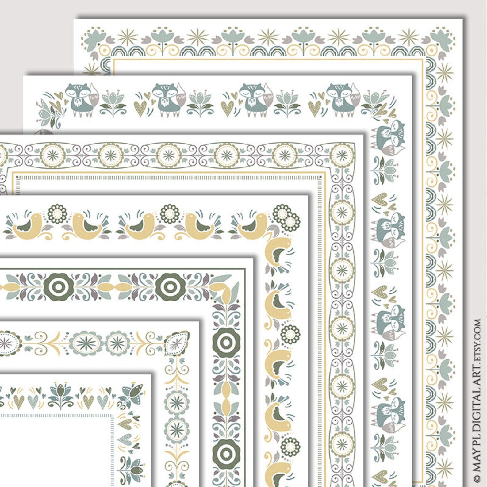 Border Frames Scandinavian Danish Nordic Page Hygge Design - Digital ...