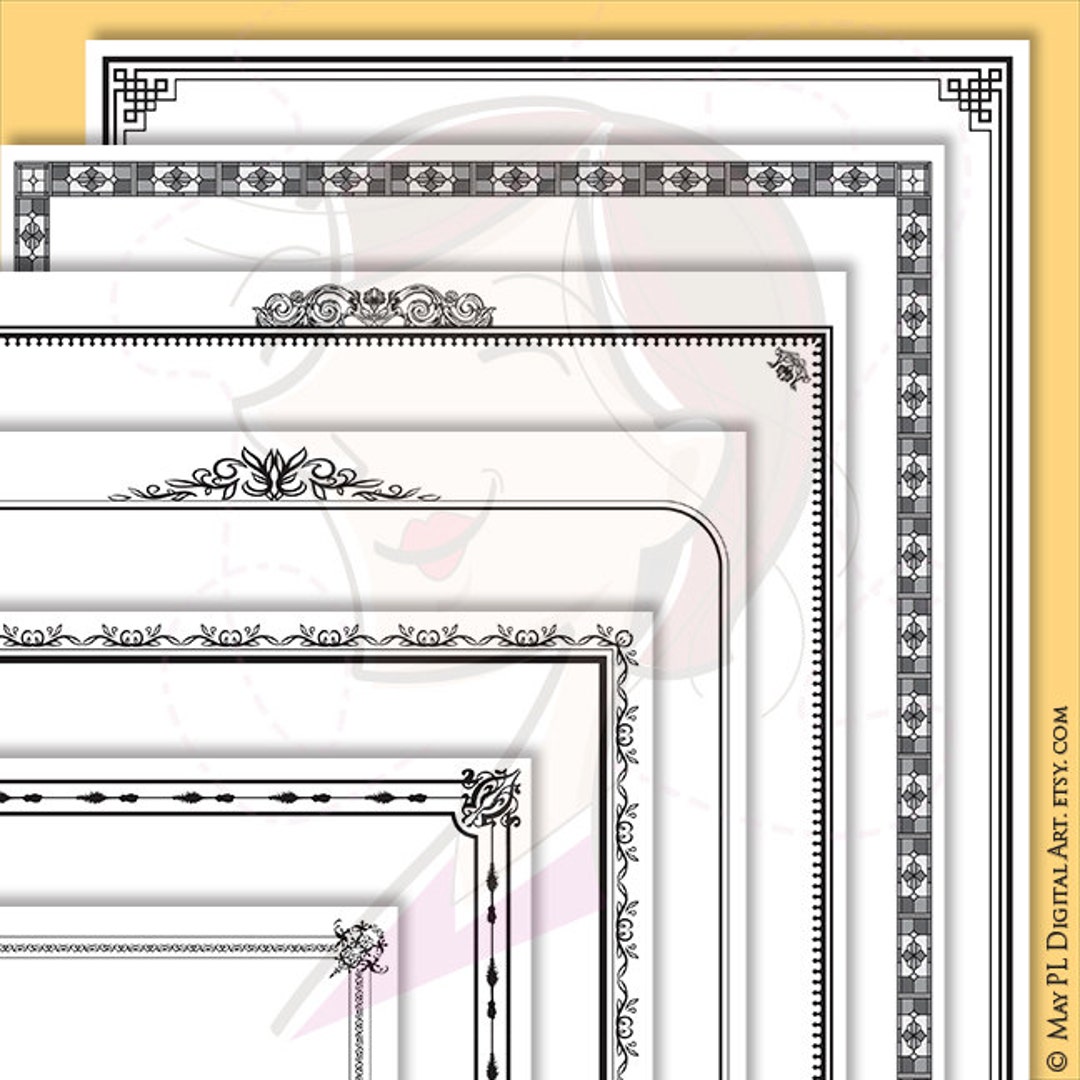 Page Border Frames - Retro Frames Clipart 8.5 X 11 for DIY Certificate ...